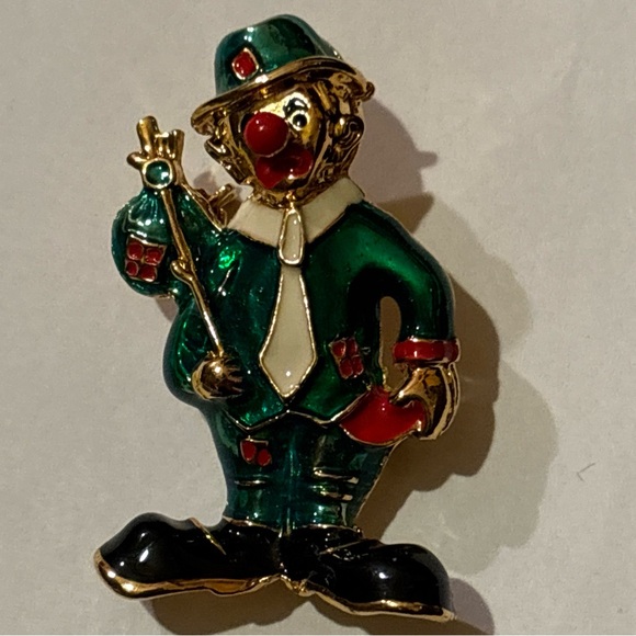 Jewelry | Vintage Gold Tone Metal Enamel Clown Entertainer Circus Pin ...